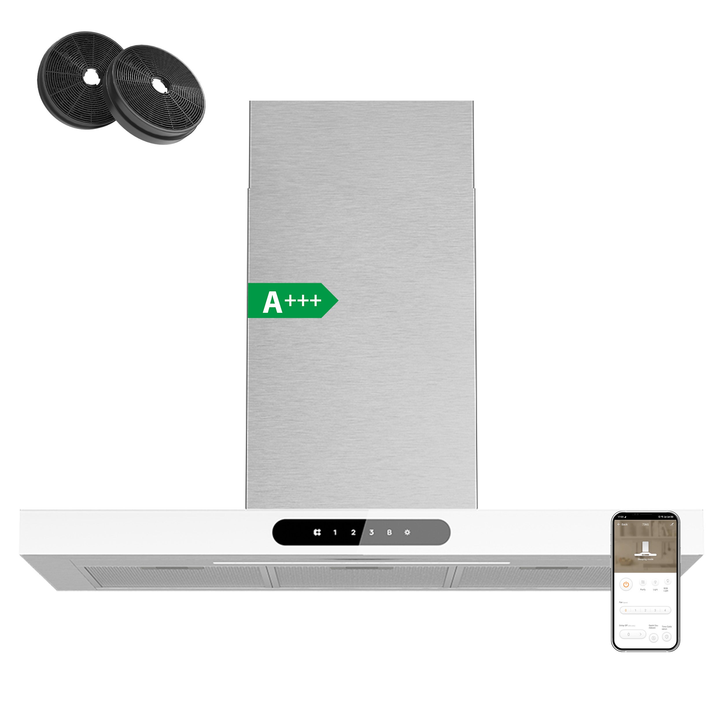 CIARRA Hotte Aspirante 90cm 650m3/h A+++ Booster APP Contrôle Touche ...