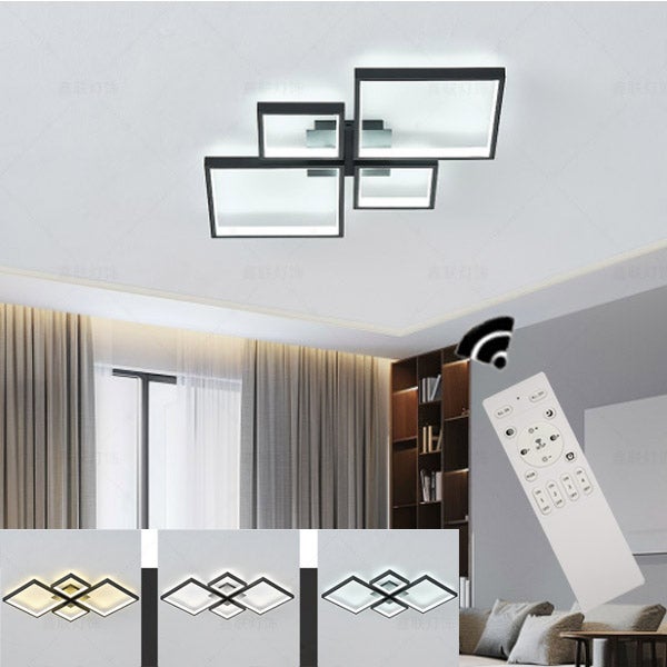 Lámpara de techo cuadrada negra, lámpara de techo LED, atenuación ...