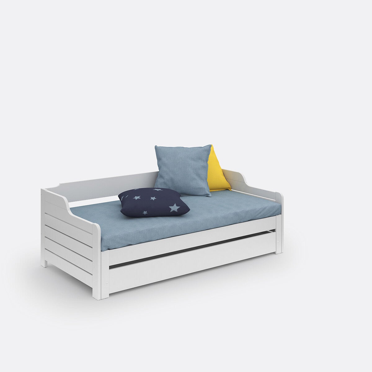 Lit banquette extensible, tiroir, sommier, Grimsby - Blanc - 90 x 190 ...