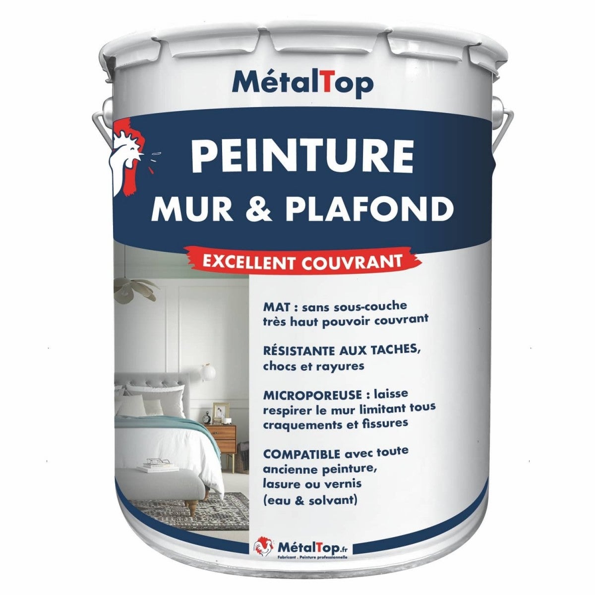 Peinture Mur Et Plafond - Metaltop - Noir foncé - RAL 9005 - Pot 1L | Leroy Merlin
