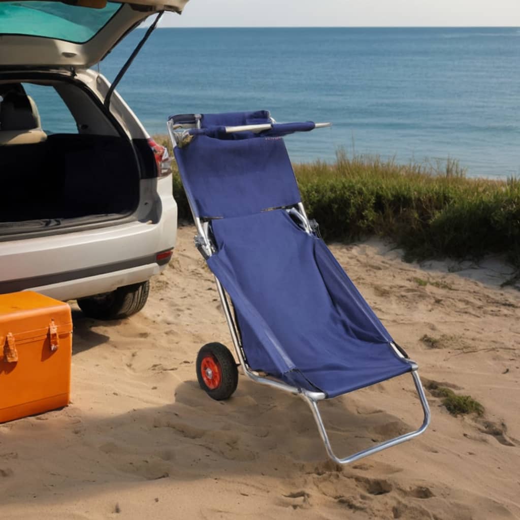 Chariot de plage avec roues portable et pliable Bleu vidaXL | Leroy Merlin