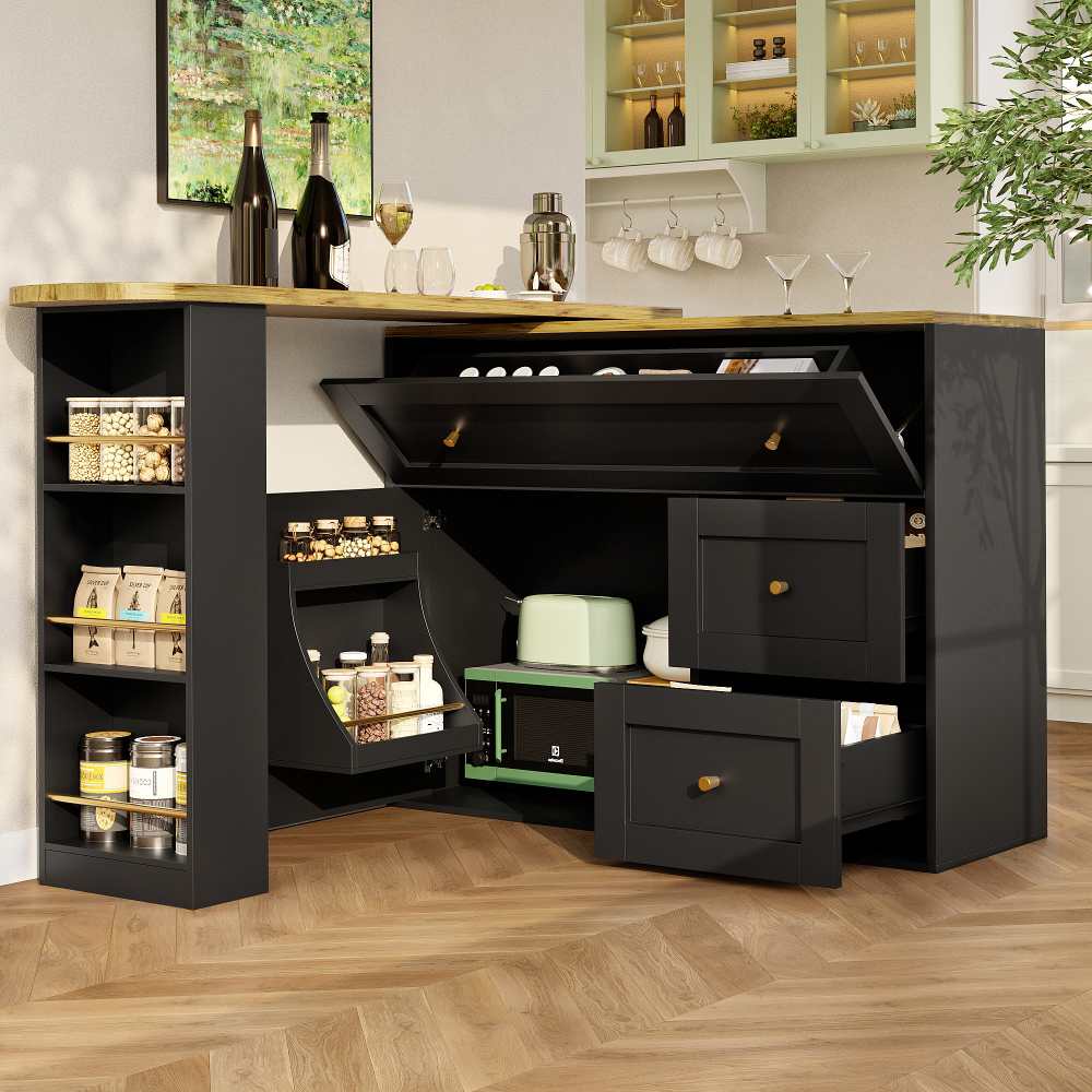 Mesa de bar extensible con almacenamiento, buffet de cocina ...
