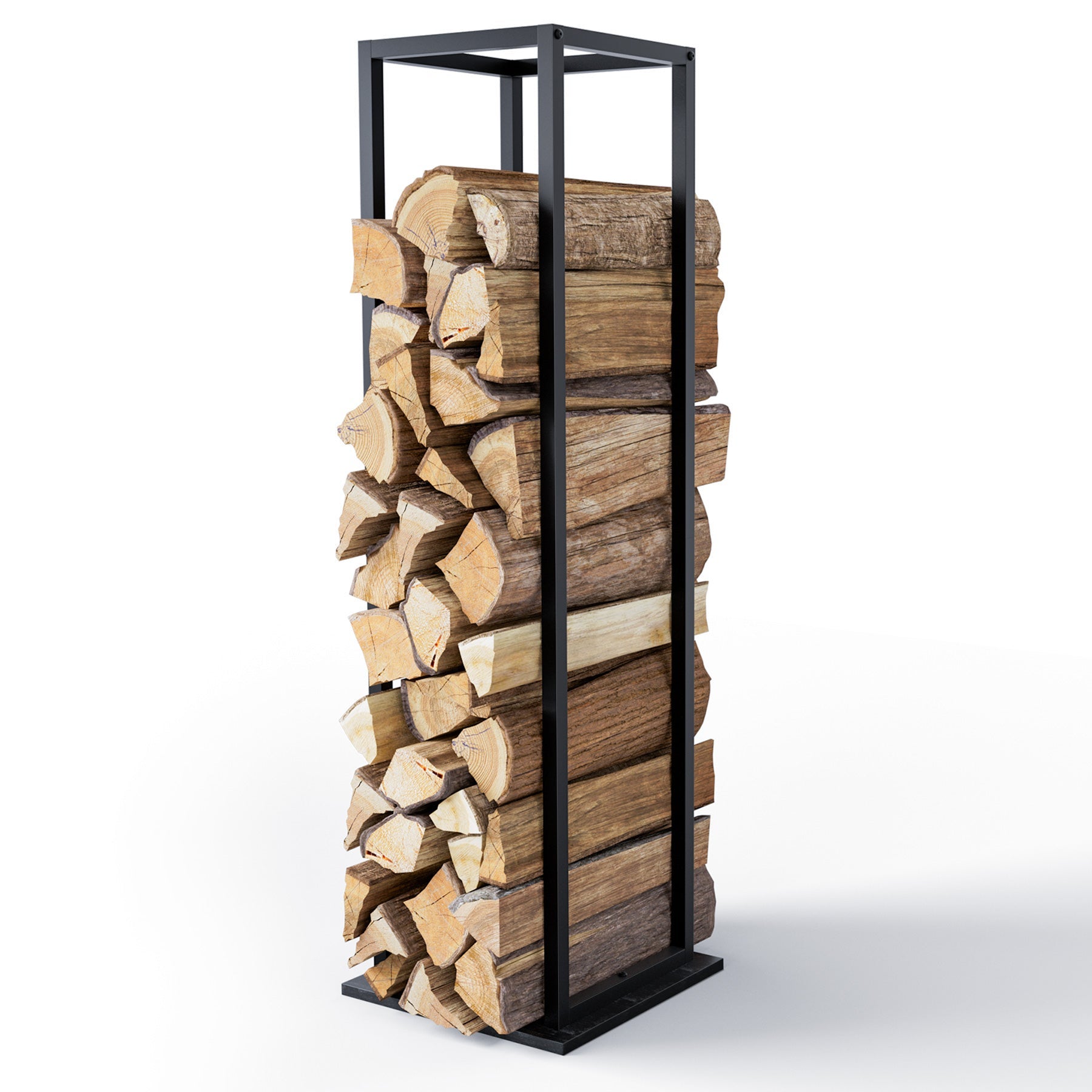 Porte bûche vertical 33x33x112cm - métal - range bûche pour cheminée ...