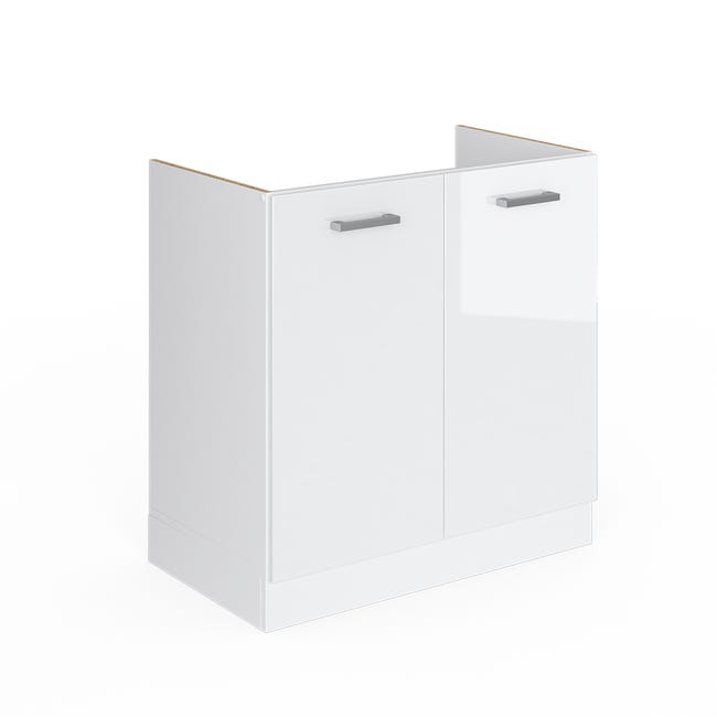 Vicco Meuble Bas Sous évier R Line Blanc Haute Brillance 80cm Sans Pt