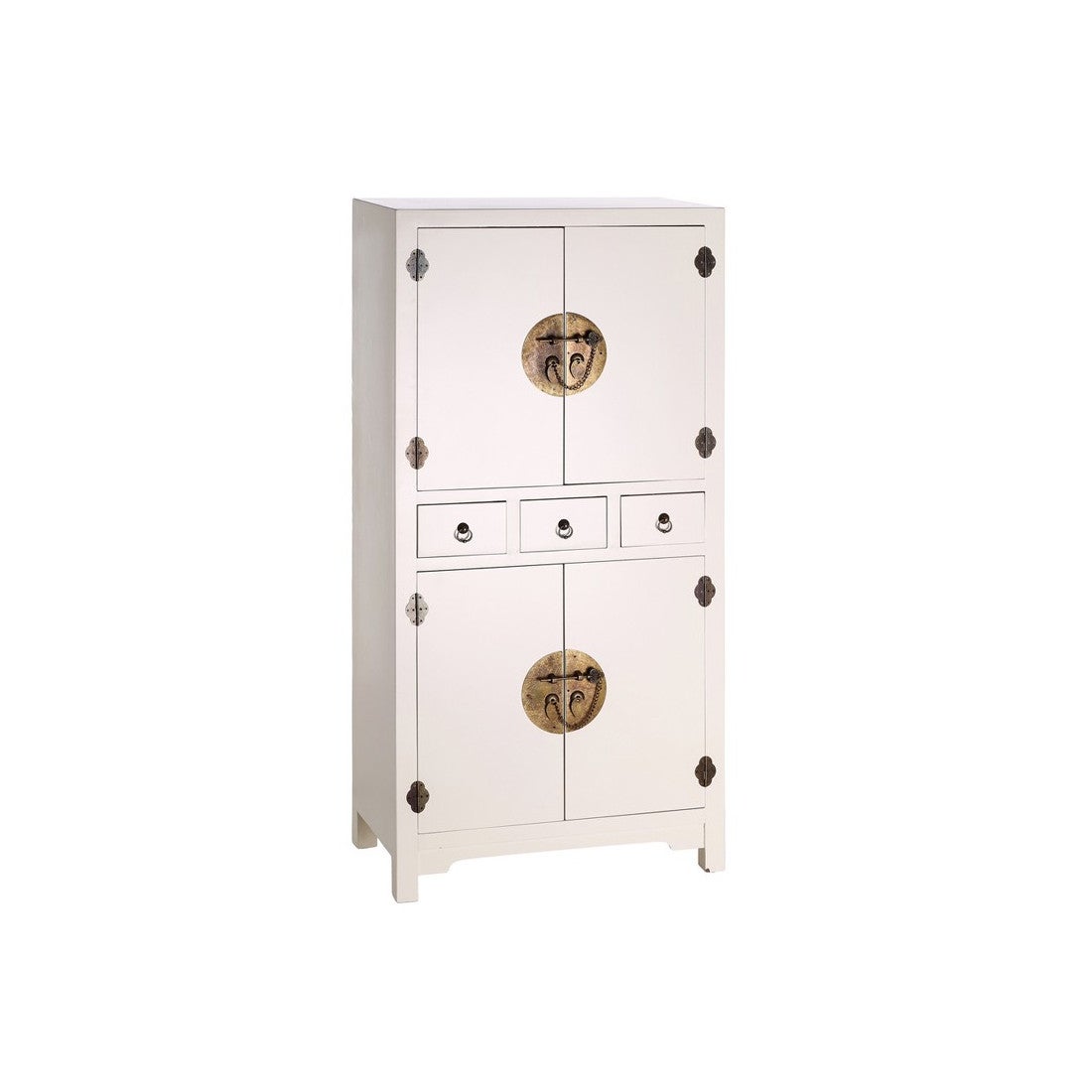 Armoire 4 portes, 3 tiroirs Blanc Meuble Chinois - PEKIN | Leroy Merlin