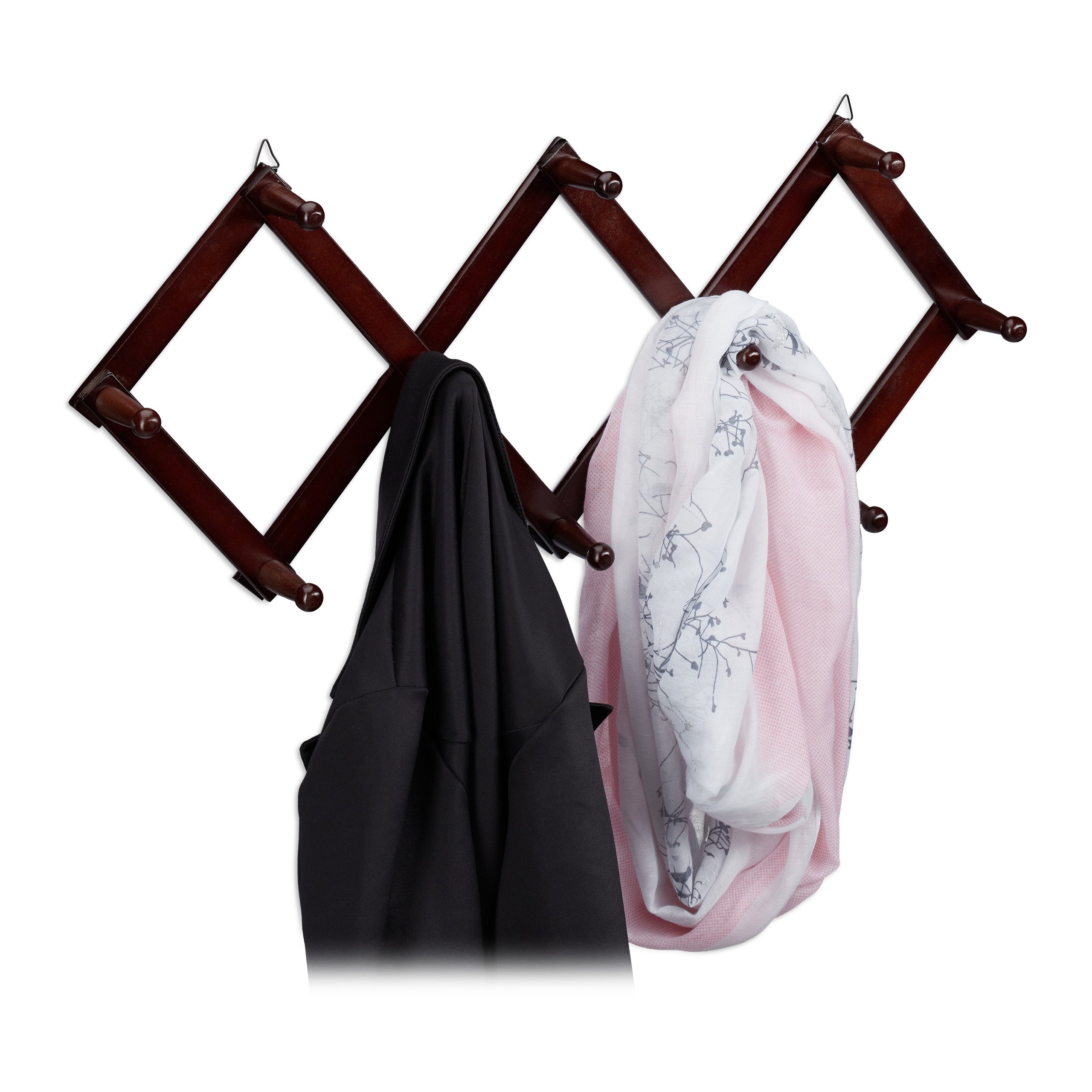 Perchero de pared, barra extensible, 10 ganchos para ropa, perchero ...