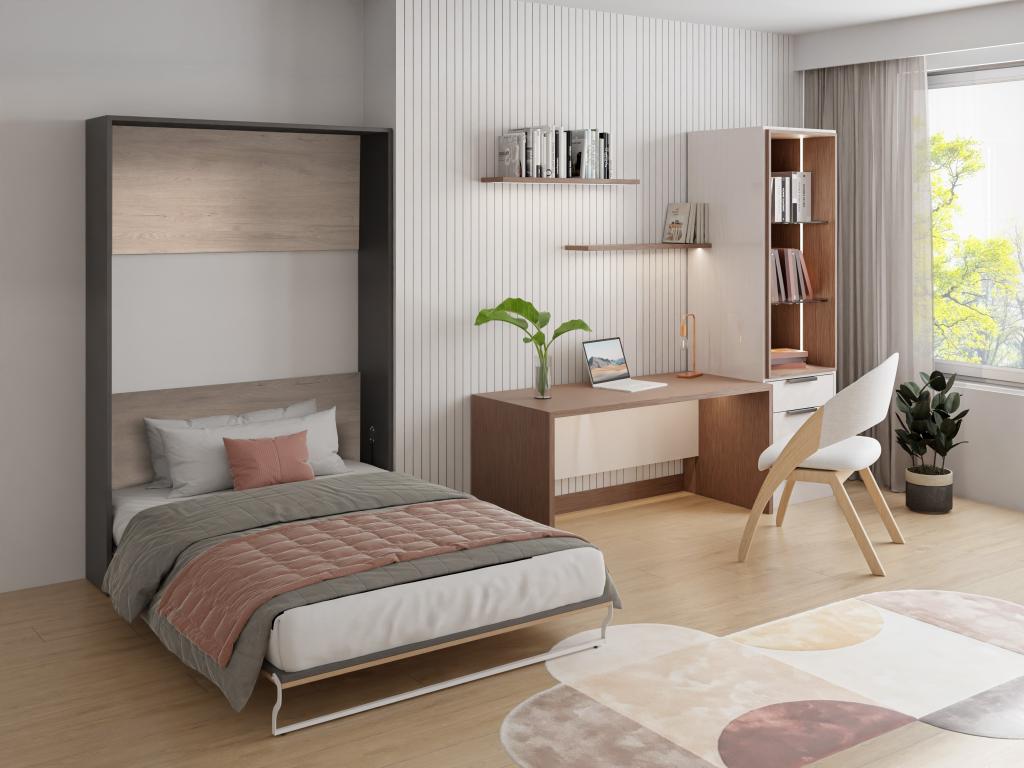 Lit escamotable 140 x 200 cm - Ouverture verticale manuelle - Coloris ...