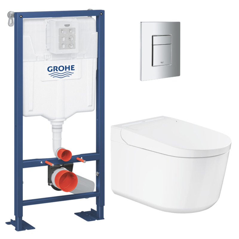 Grohe Pack WC Bâti-support autoportant Solido + WC lavant suspendu ...