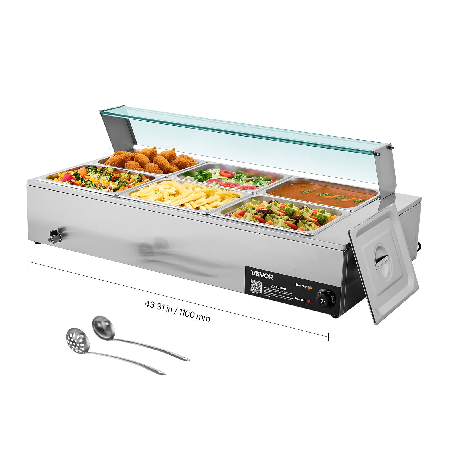 Chauffe-Plat Électrique 1500 W VEVOR en Inox, Bain-Marie Buffet avec 6 ...