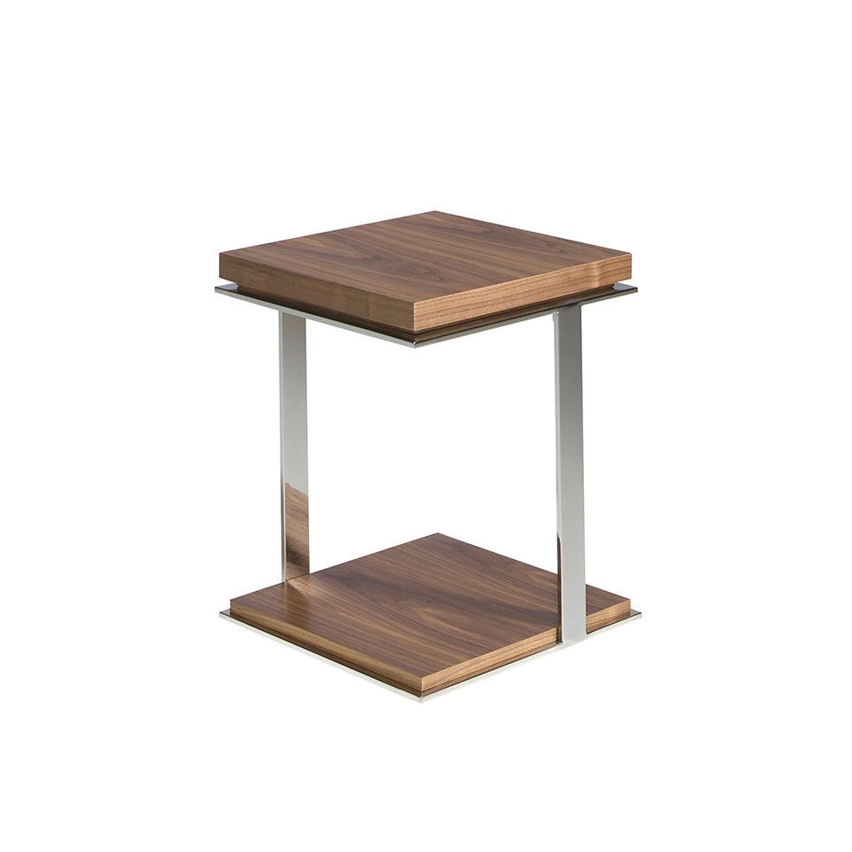 Table d'angle en bois de noyer et acier 45 x 45 x 55 cm. | Leroy Merlin