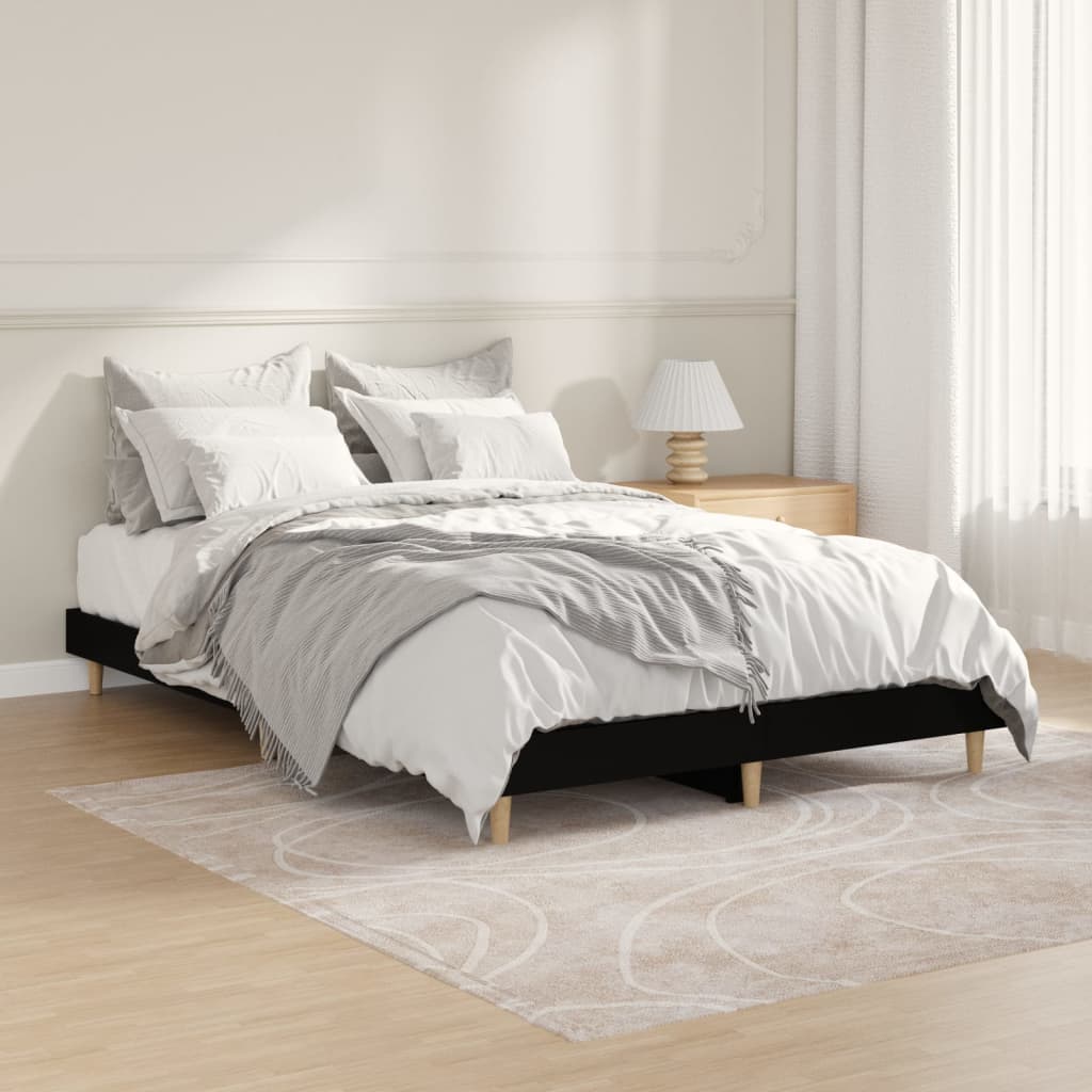 Estructura de cama negra de madera contrachapada 120x190 cm | Leroy Merlin
