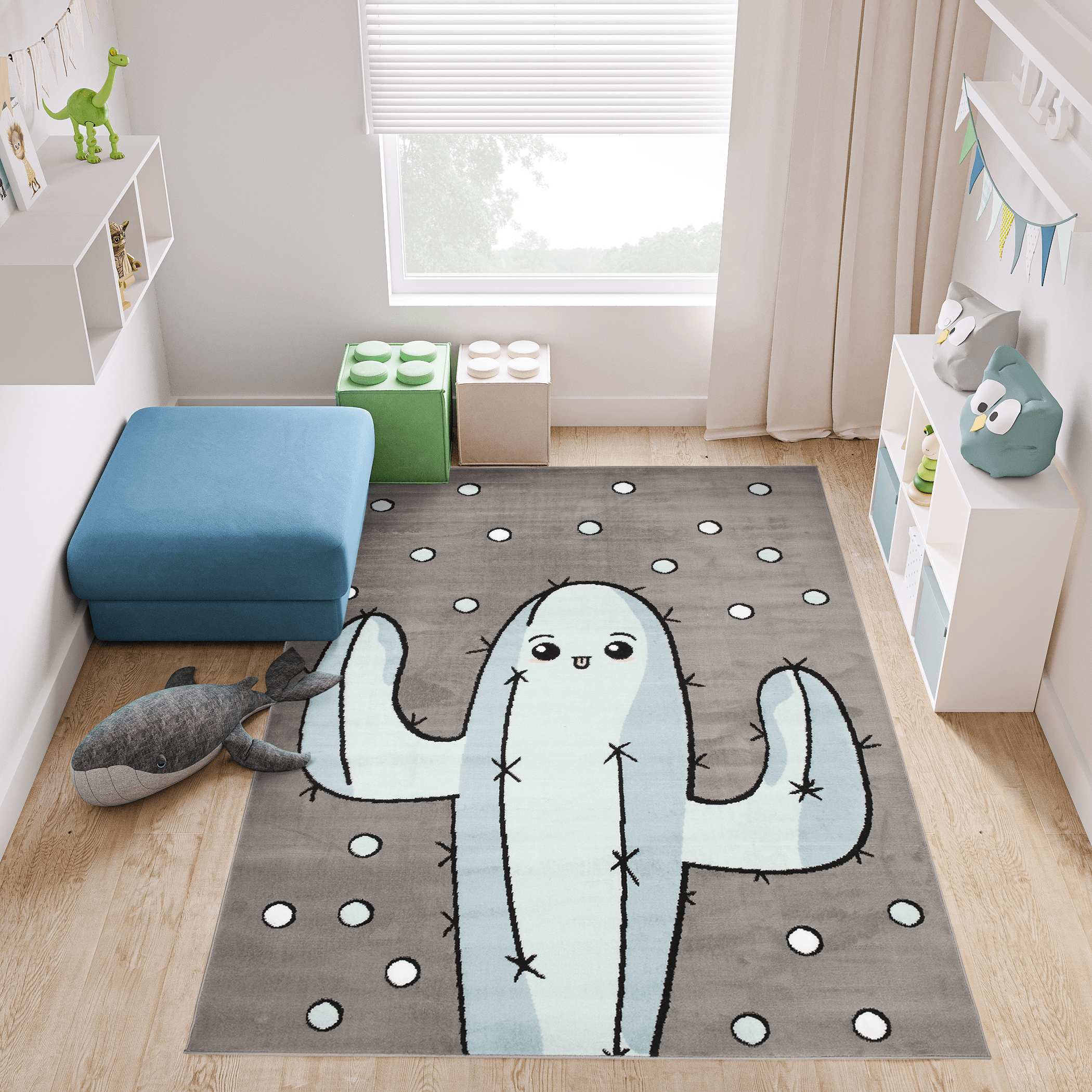 TAPISO Baby Tapis de Chambre Enfant Bébé Jeu Gris Bleu Noir Petit ...