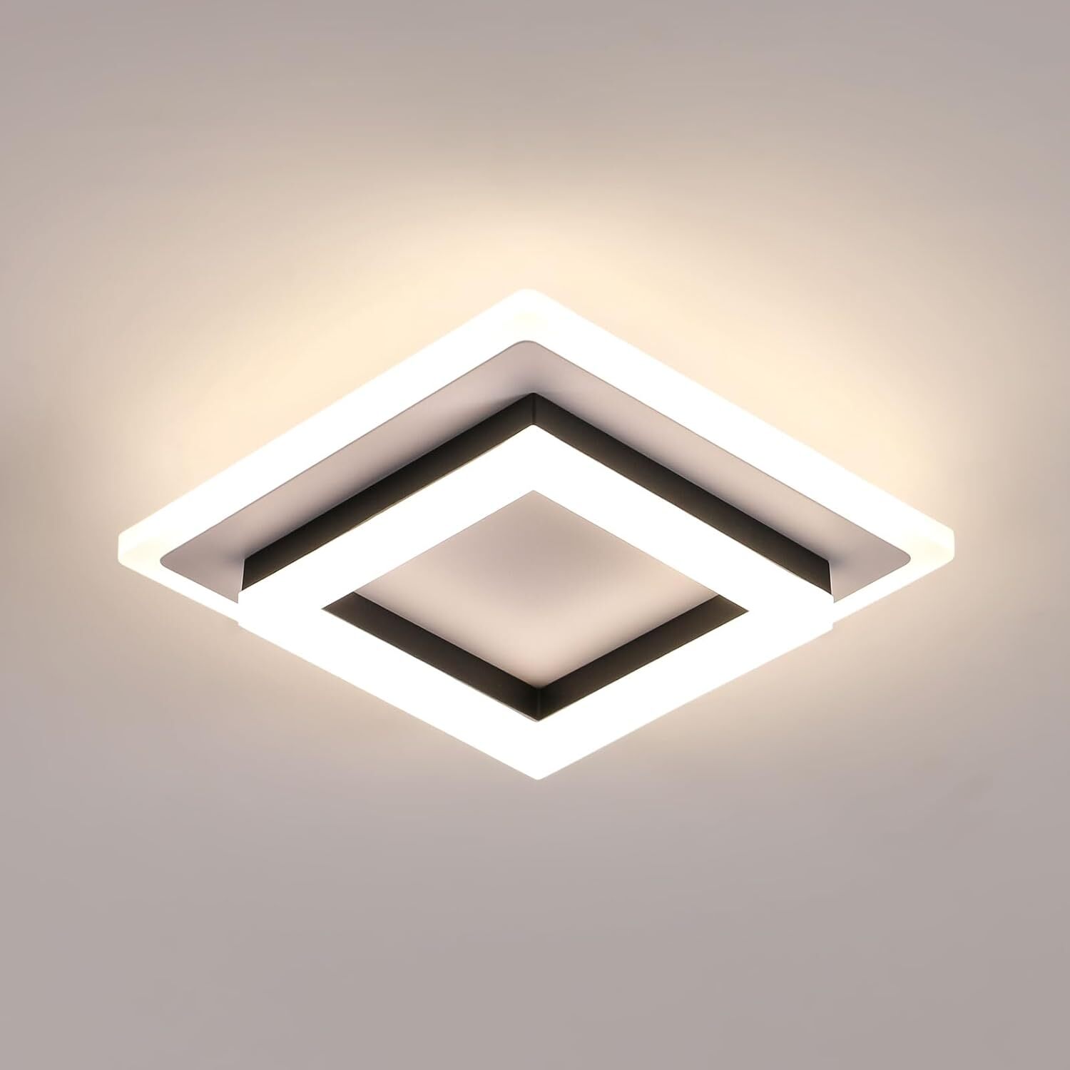 COMELY Plafoniera LED moderna, lampada da soffitto quadrata nera da 24 ...