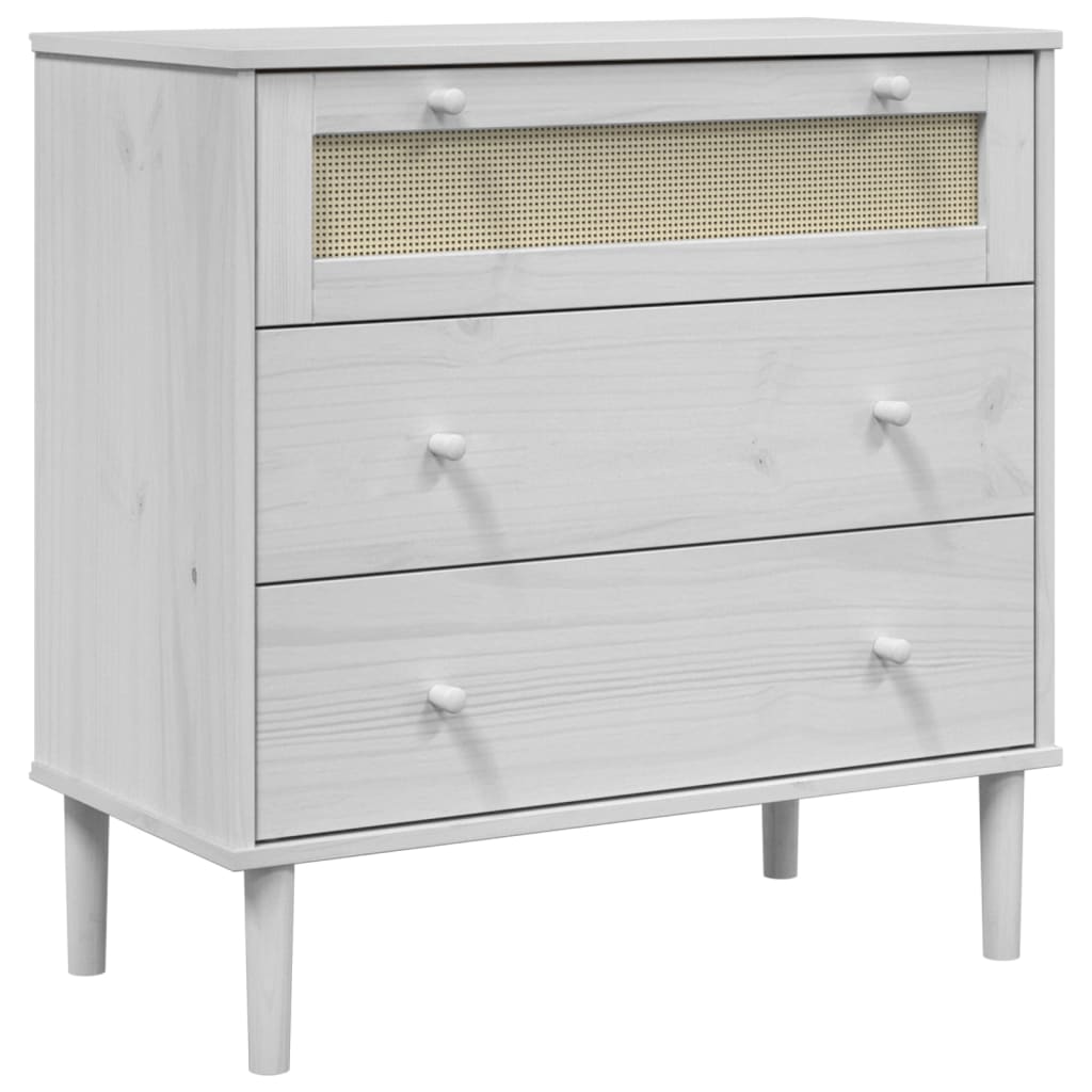 Commode | Armoire de rangement SENJA aspect de rotin blanc bois de pin ...