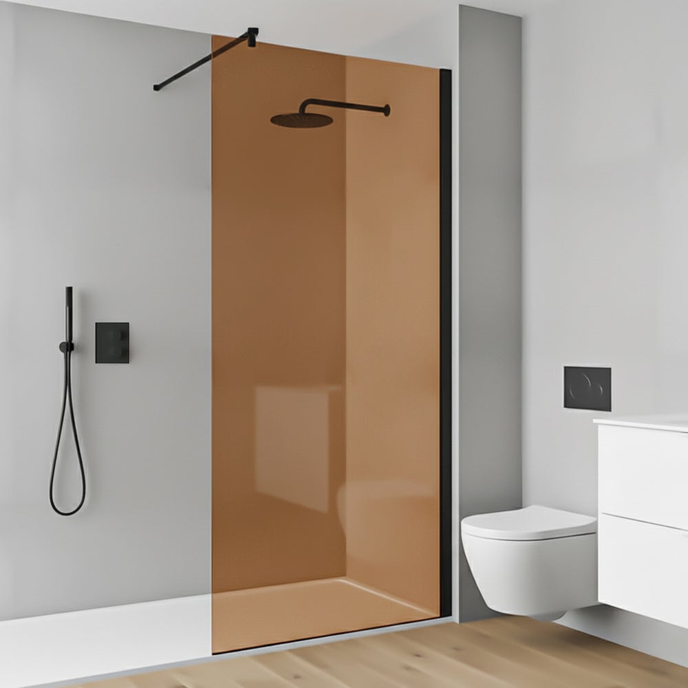 Cabine de douche à l'italienne Klug 140 cm en verre trempé bronze et ...