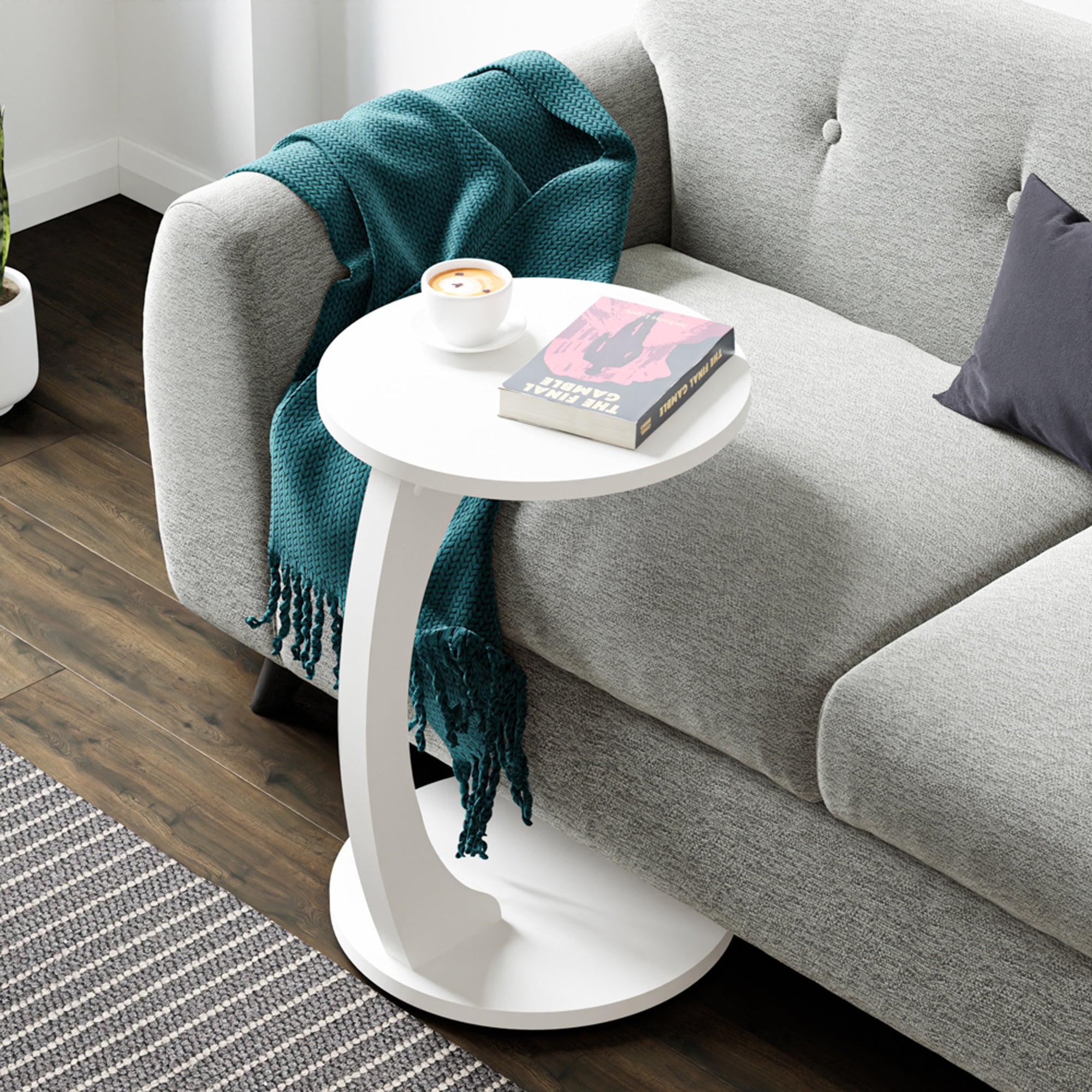 Table d'appoint Holeby ronde blanc [en.casa] | Leroy Merlin