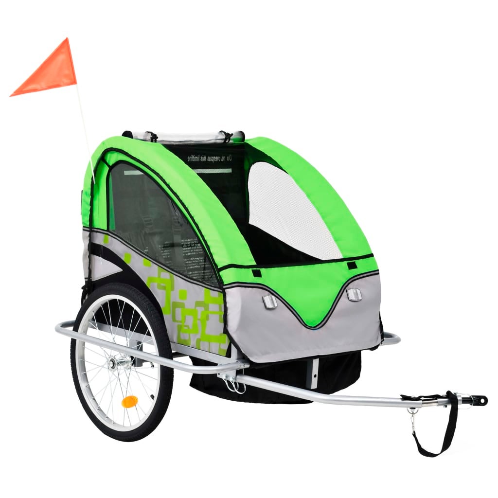 Remolque para bicicletas y cochecito 2 en 1 verde y gris CFW58368 ...