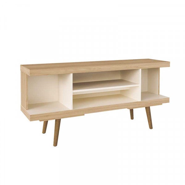 Meuble TV Bois/Crème - KADO - L 136 x l 35 x H 63,5 cm | Leroy Merlin