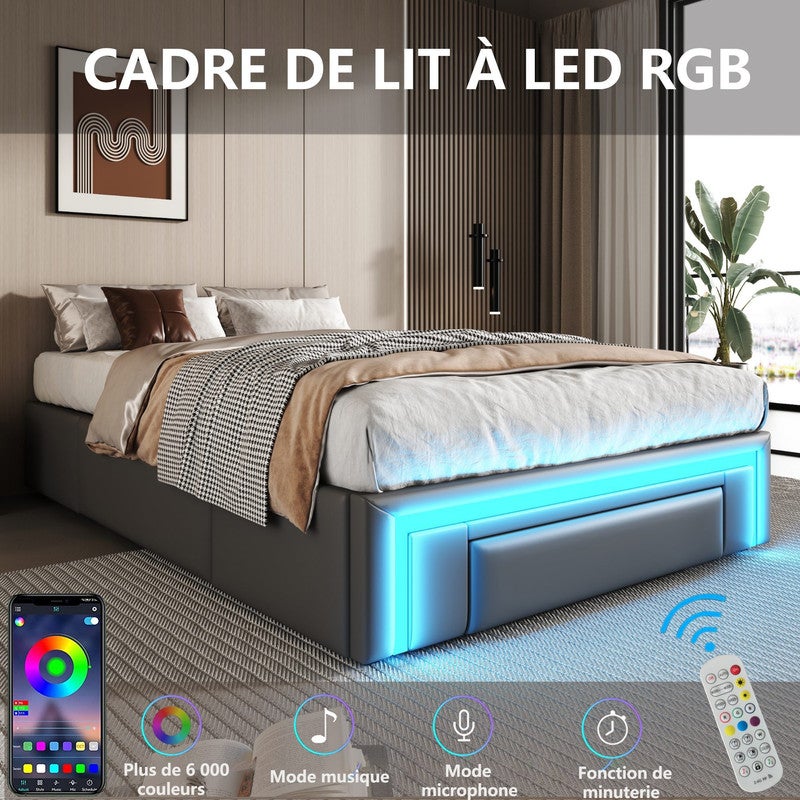 Somier de 90x200 con cajones, cama de piel sintética sin cabecero, con ...