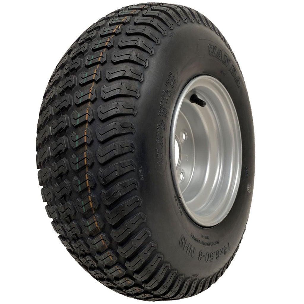 18x6.50-8 Lawnmower Grass Tyre On Rim 4 Ply Wanda P332 4x4" PCD Rim ...