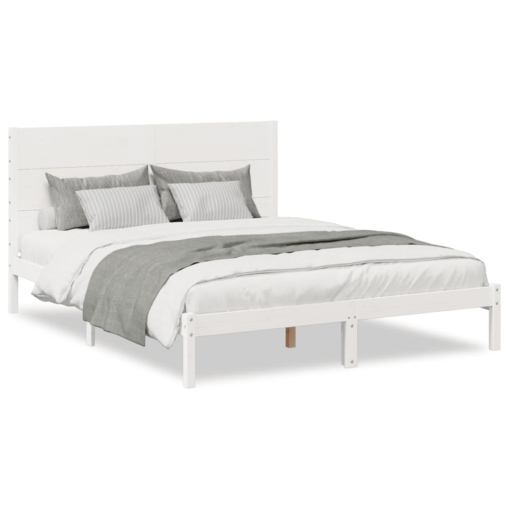 Lit extra long sans matelas en bois massif blanc 140x220 cm | Leroy Merlin