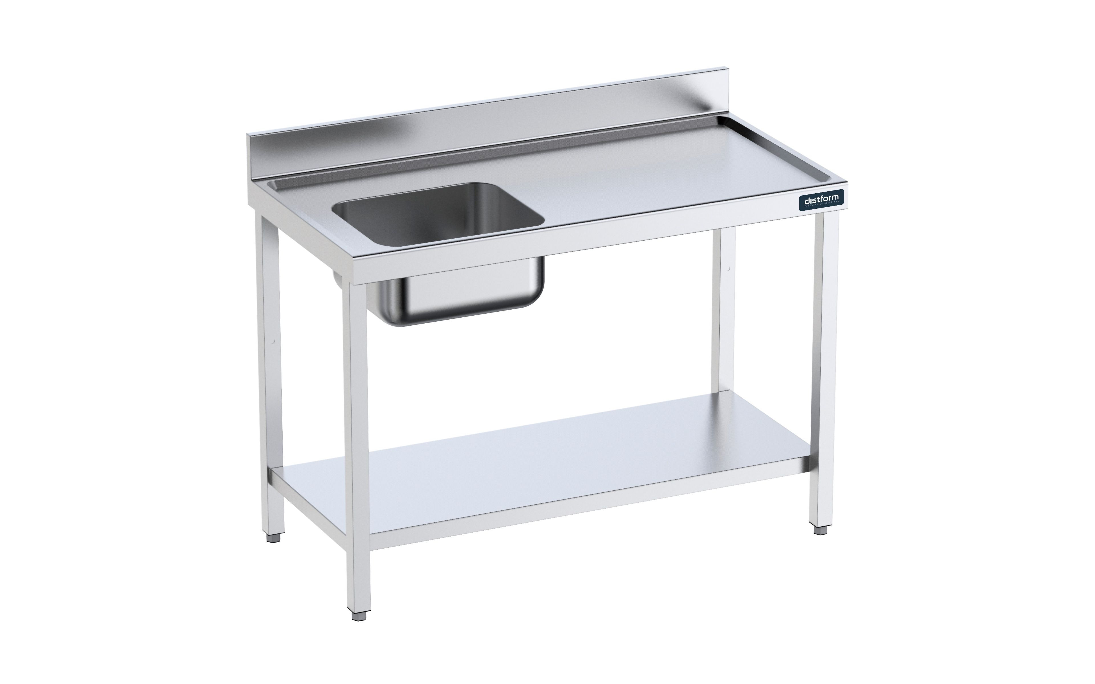 Table de chef Inox avec bac à Gauche, bord anti-ruissellement et ...