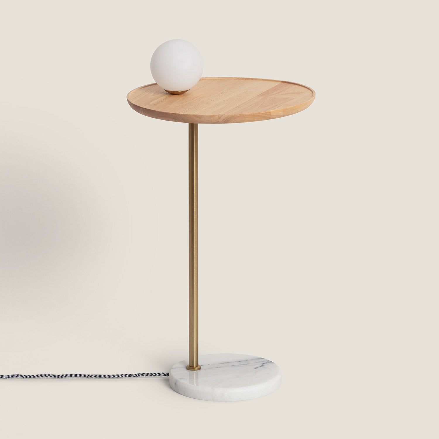 Lámpara de Mesa Madera y Cristal Brandt, Blanco / Dorado, Cristal ...