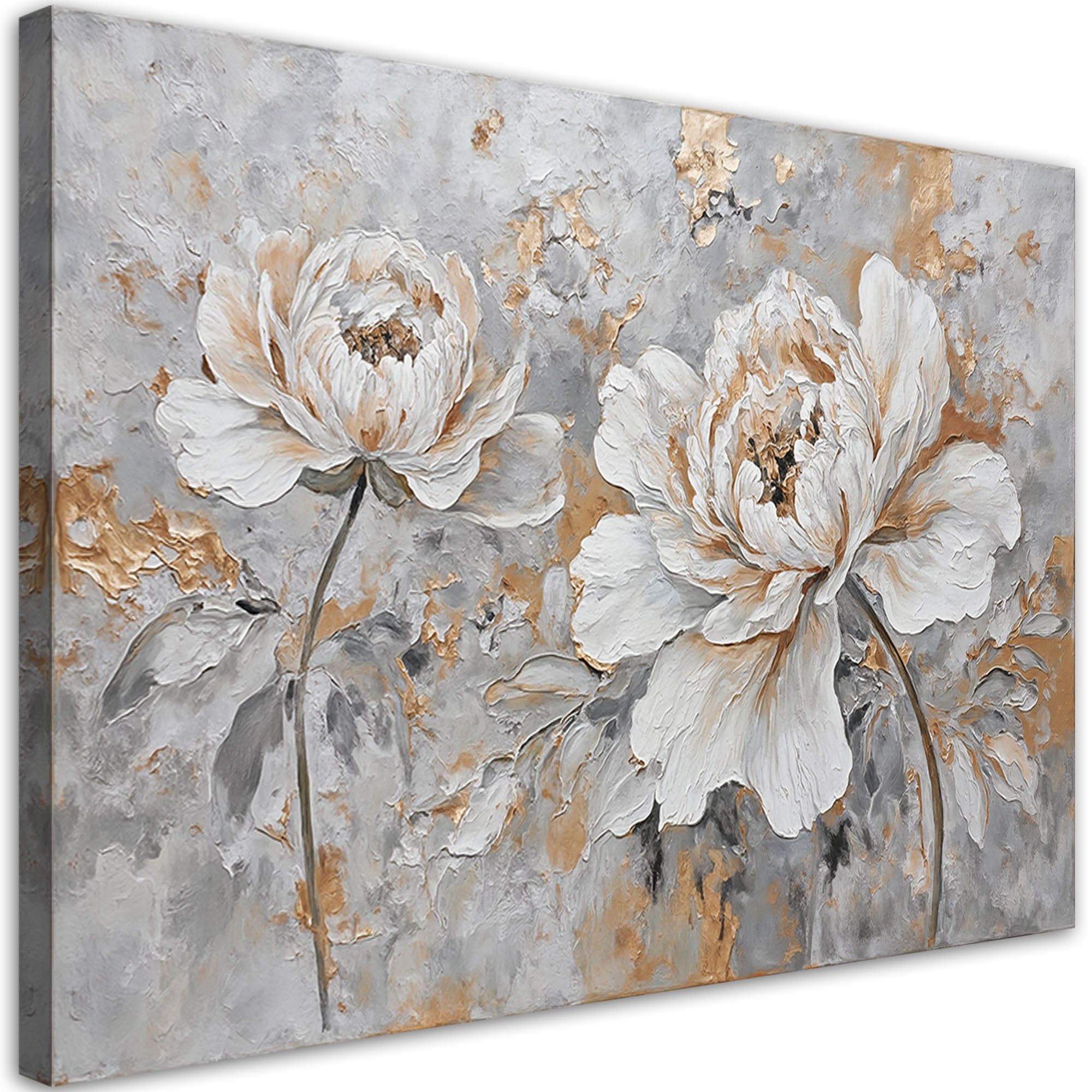 Cadre déco, Fleur de rose or argenté 90x60 | Leroy Merlin