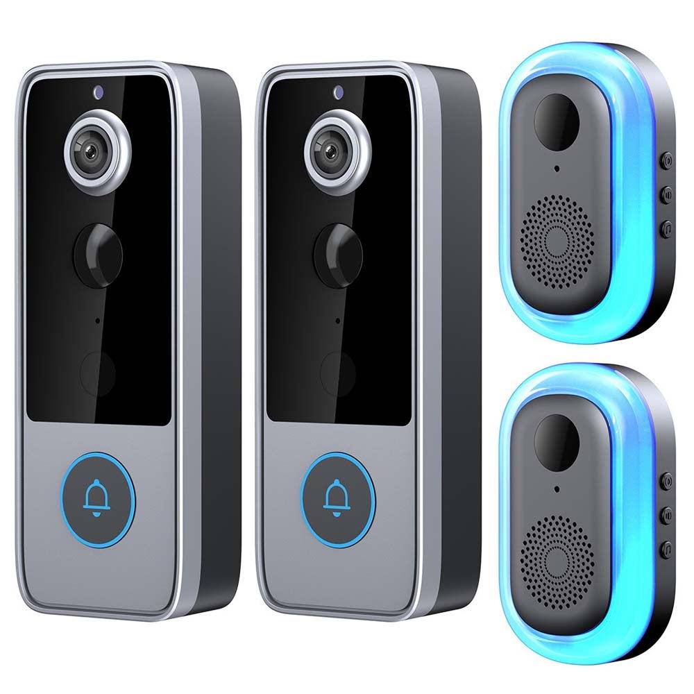 2pcs Sonnette WiFi Smart - Caméra HD, Audio Bidirectionnel, Alertes ...