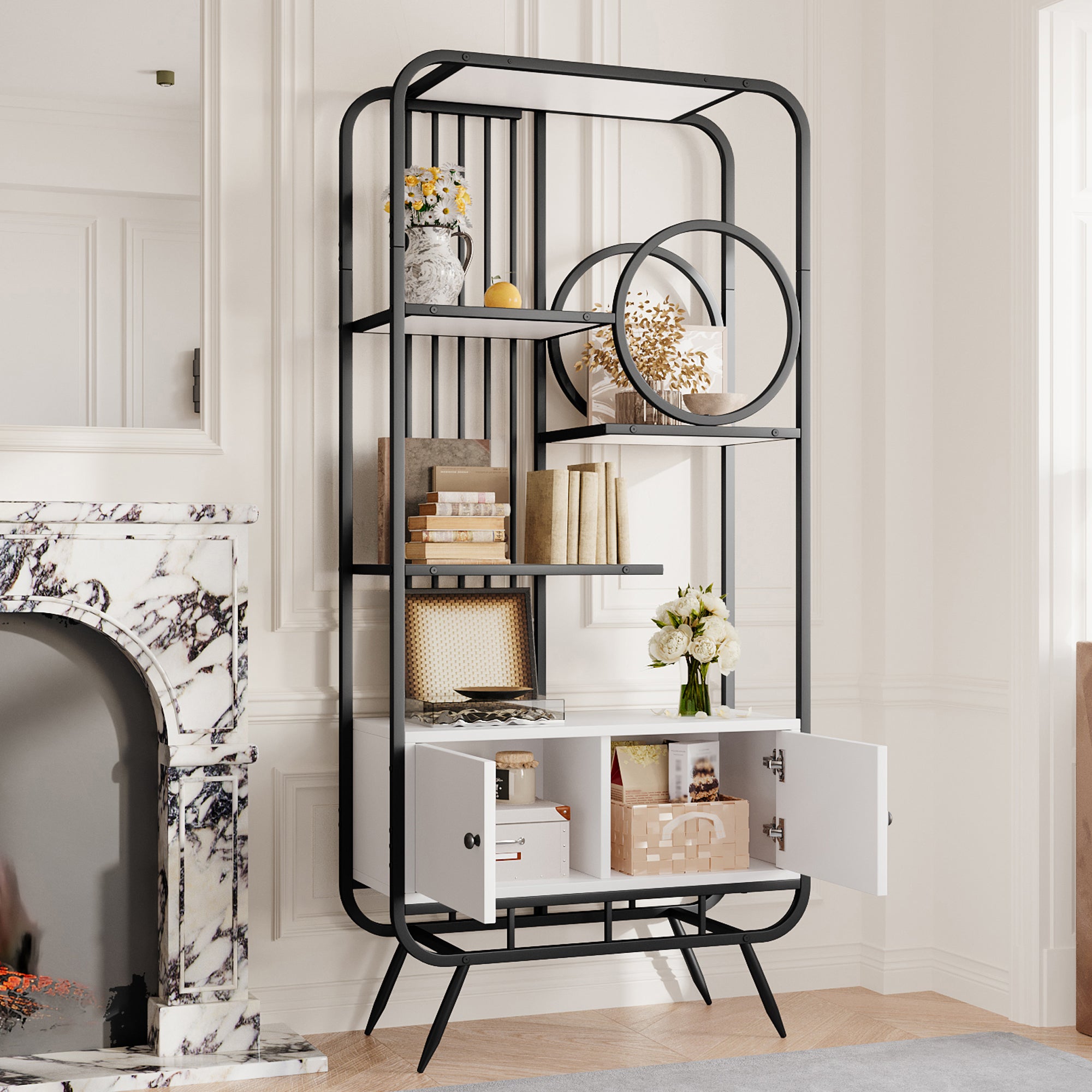 Librería moderna de metal 80 x 30 x 180 cm - mueble de almacenamiento ...