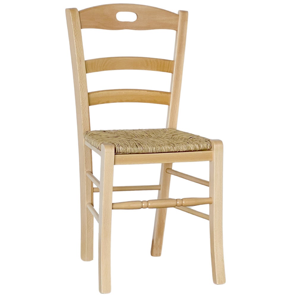 Chaise Loris en bois naturel avec assise en paille | Leroy Merlin