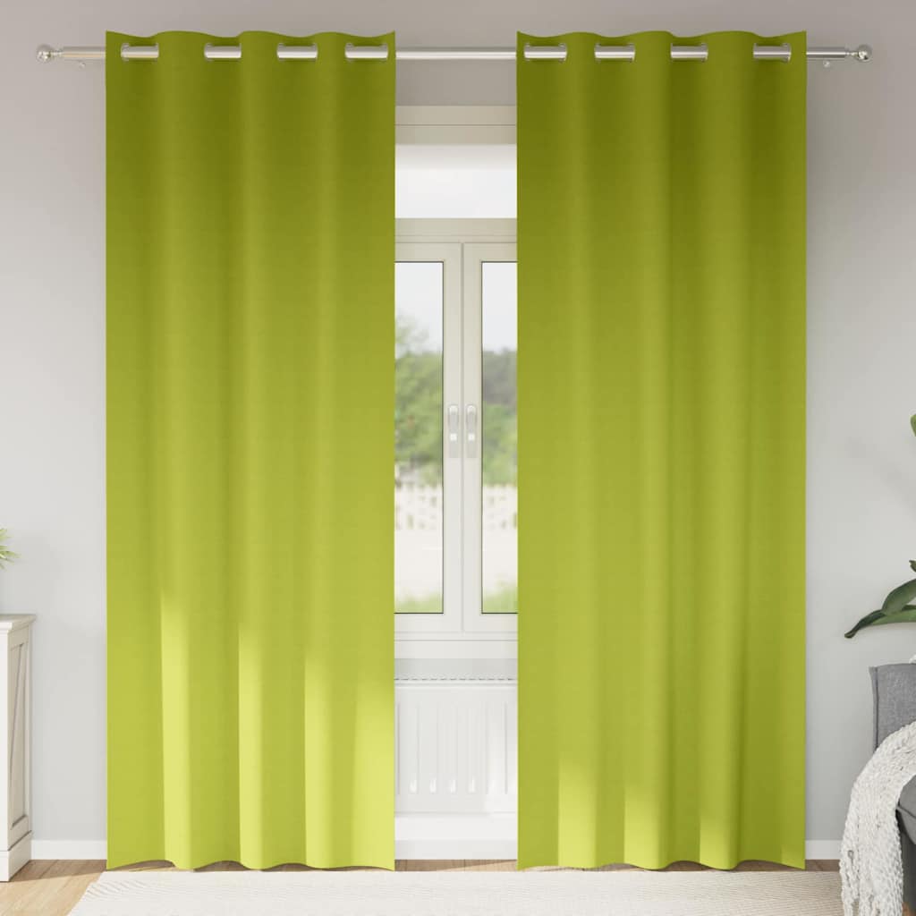 Rideaux occultants avec anneaux 2 pcs Vert 245 x 140 cm vidaXL | Leroy ...