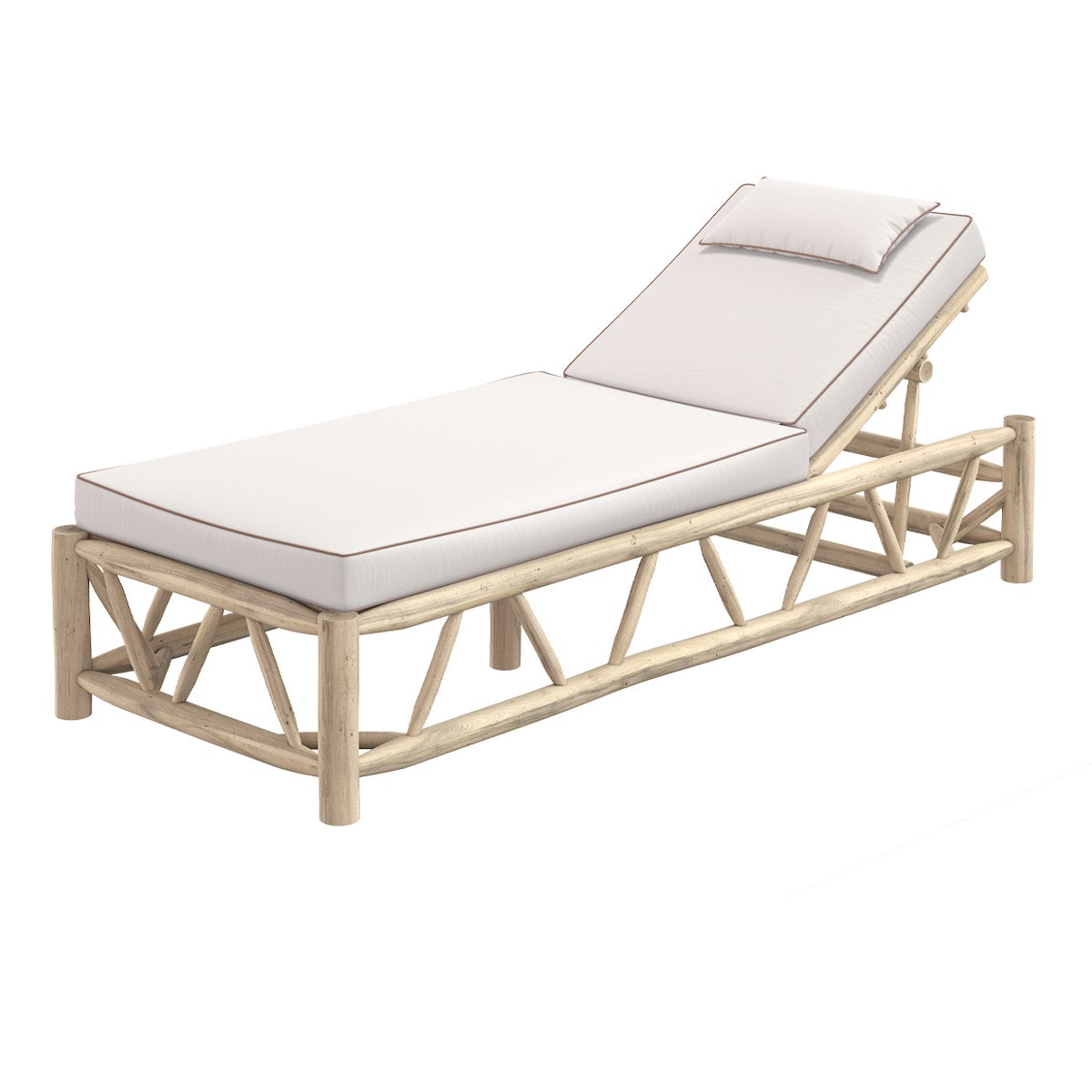 Transat en branche de teck et matelas blanc - Tika | Leroy Merlin