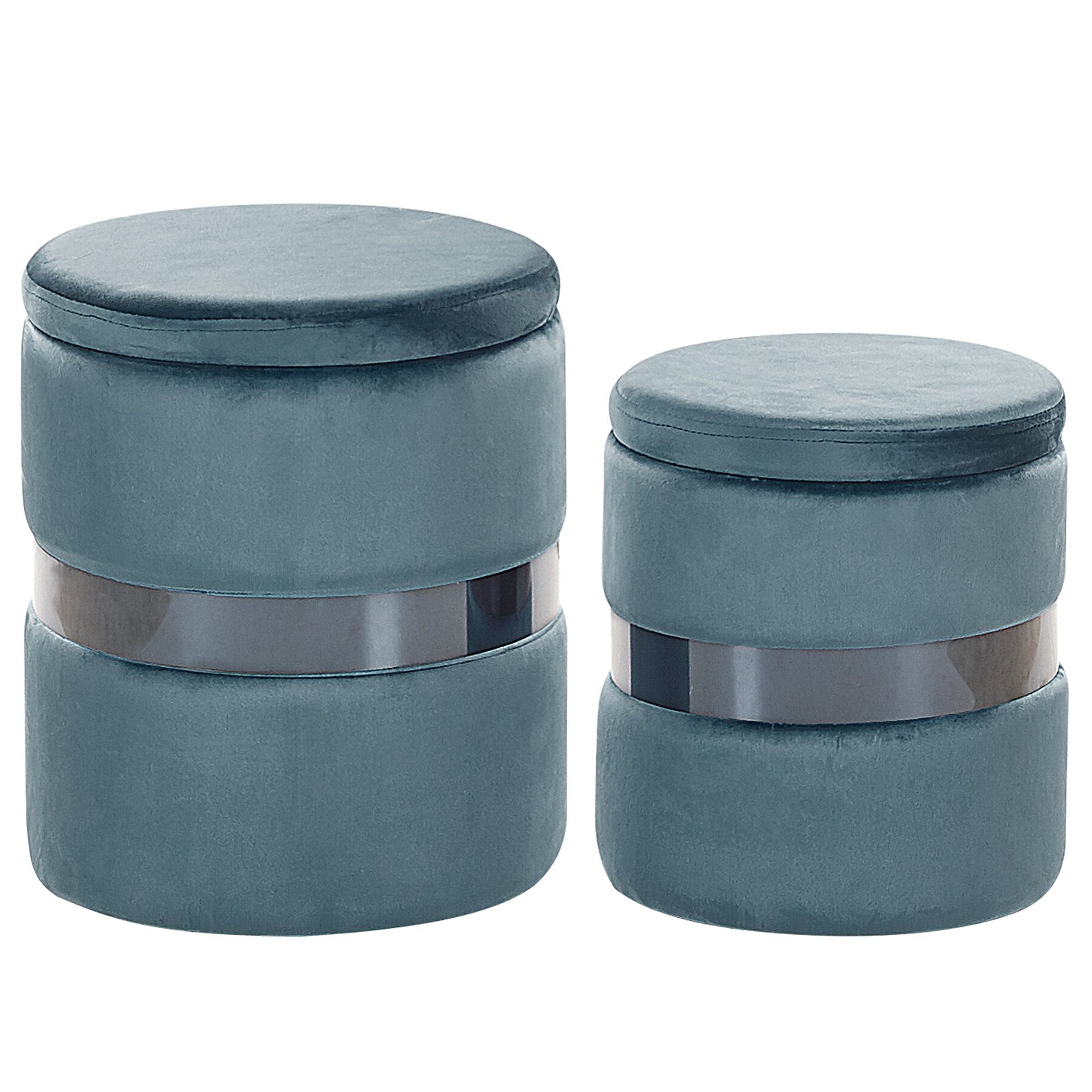 Lot de 2 poufs avec rangement DORIS Velours Bleu | Leroy Merlin