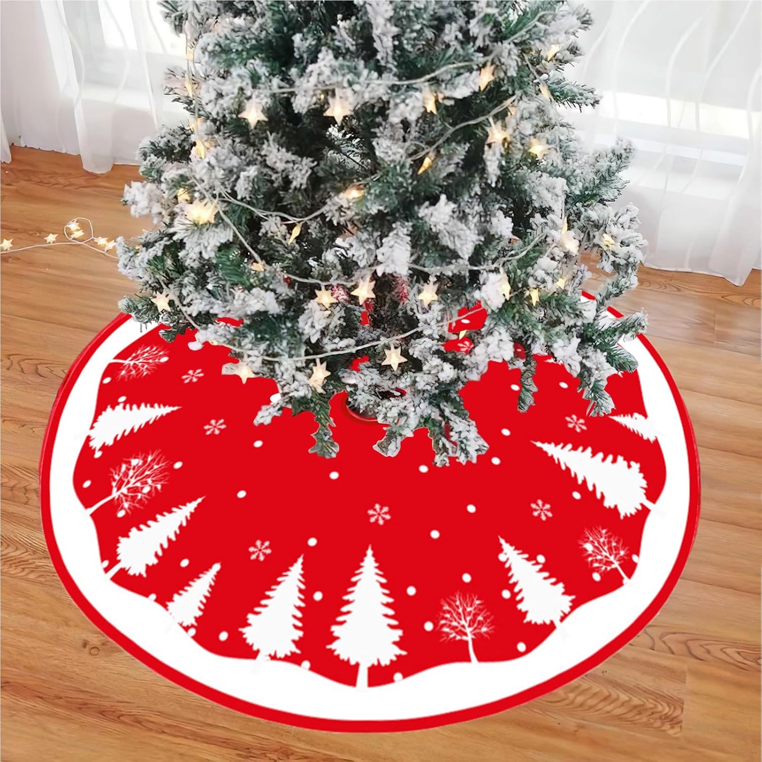 Couvre-Pied de Sapin de Noël Rouge Rond - Jupe et Couverture pour ...