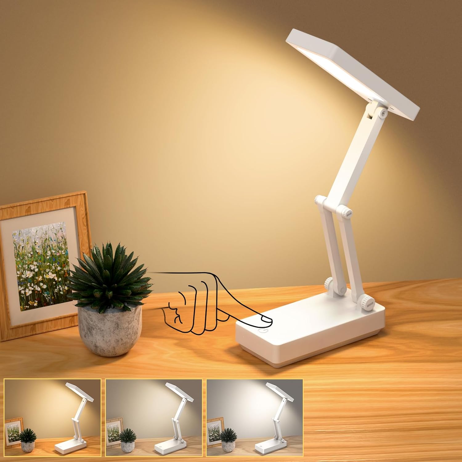Lampe de bureau, lampe de table sans fil, lampe portable et pliable ...