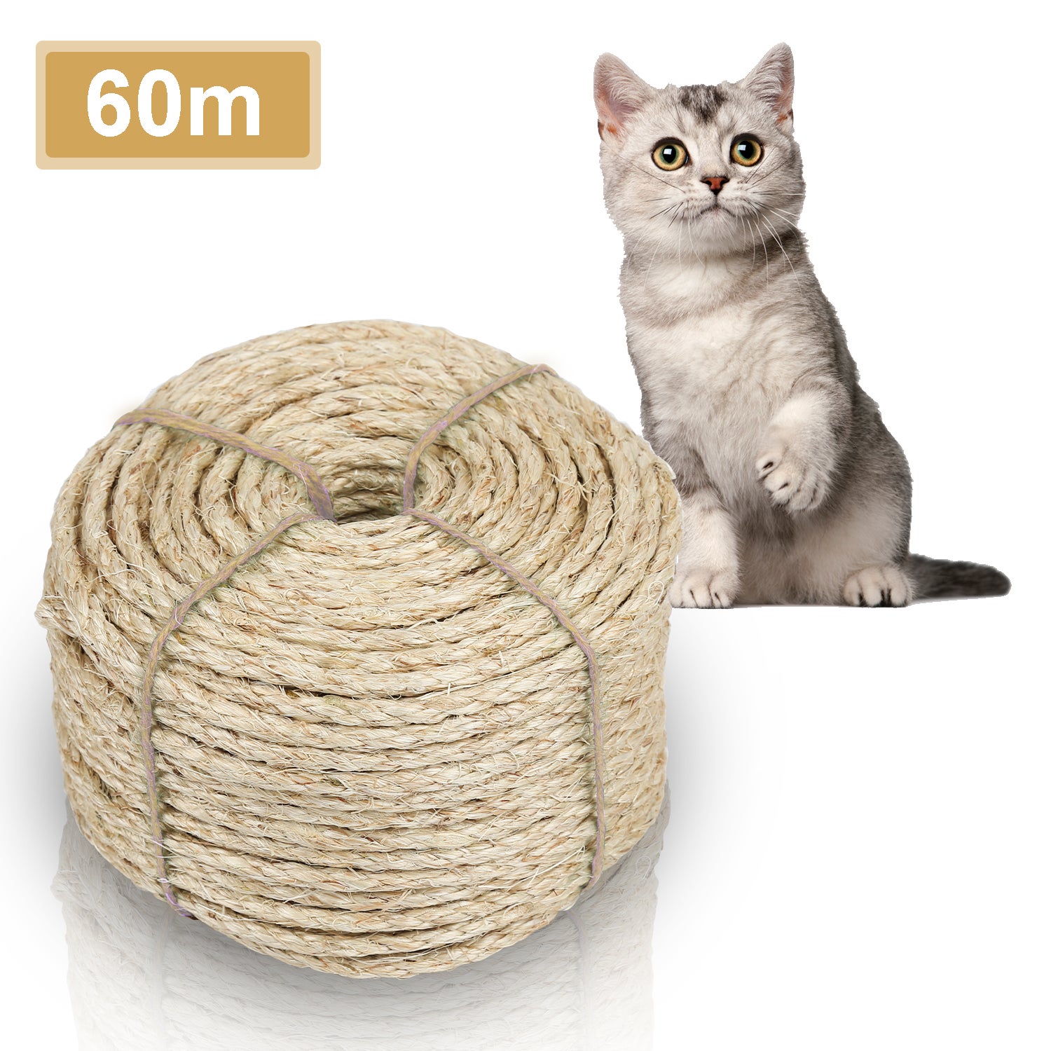 Chats en corde de sisal non traité griffoir naturel jouet pour chat 6mm ...