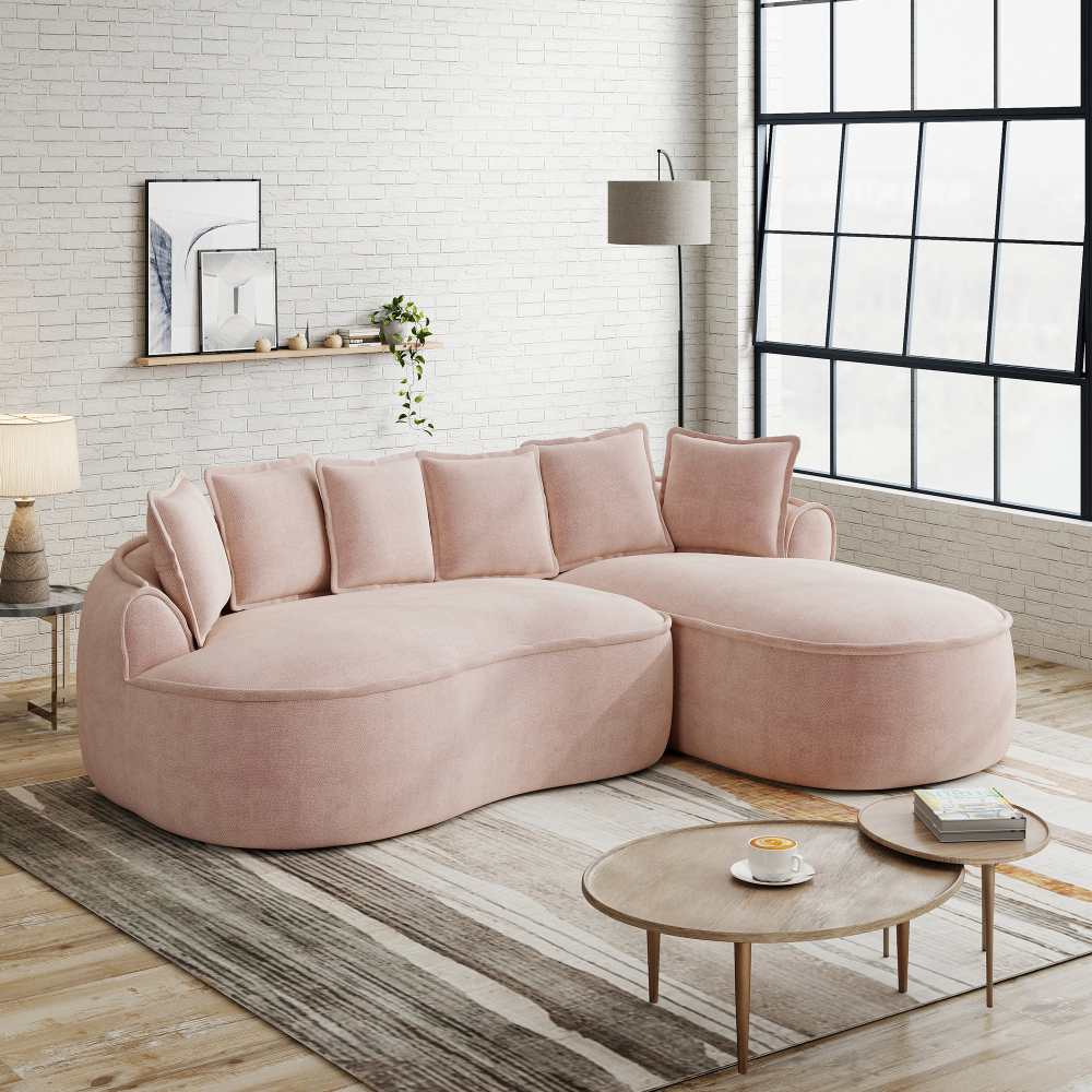 Sofá modular sin marco en L, nube de chenilla, asiento profundo 122 cm ...