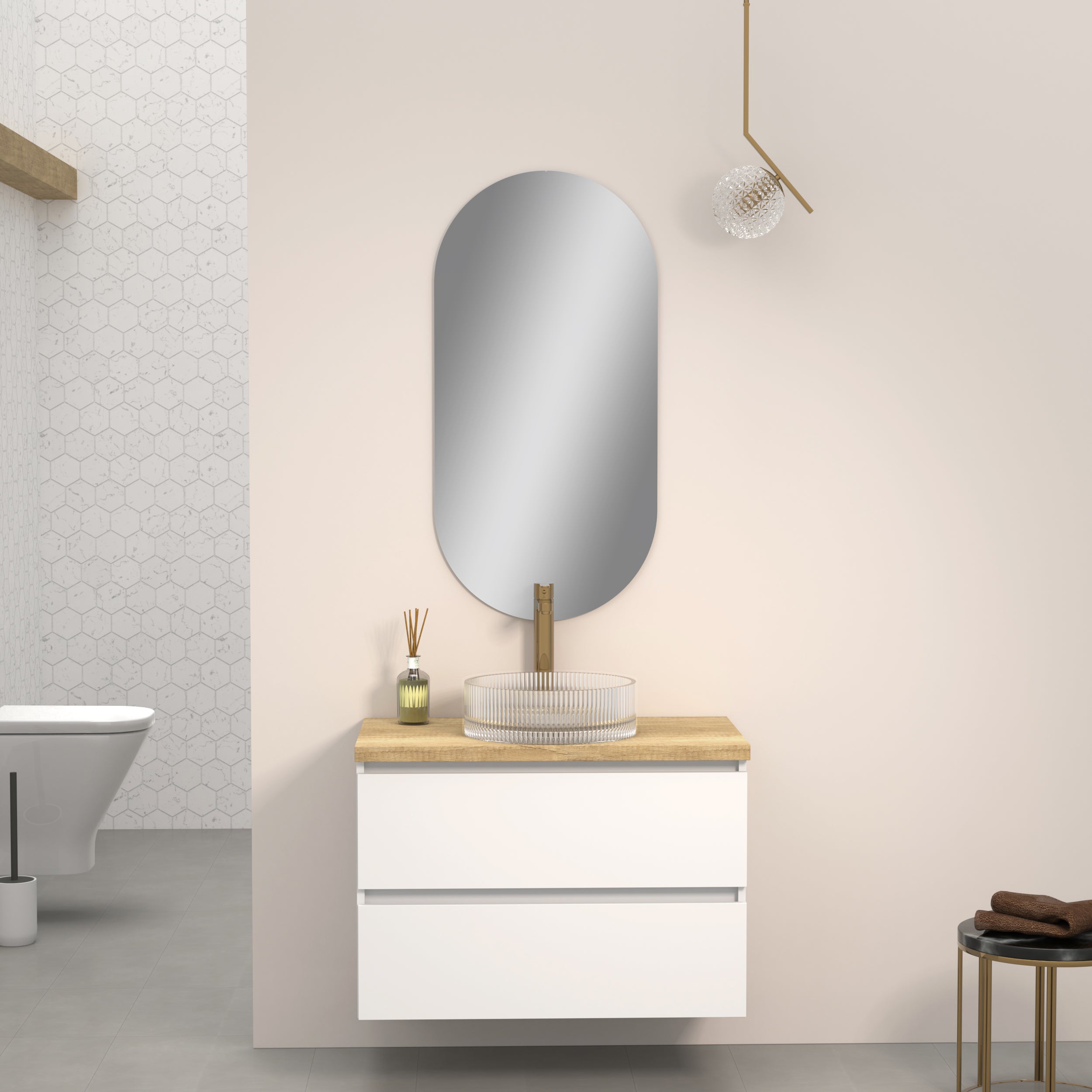 ENSEMBLE DE SALLE DE BAINS KUB | 80CM BLANC | DEUX TIROIRS | ÉVIER EN ...
