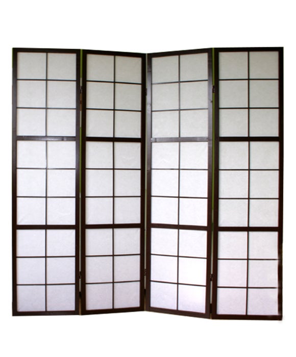 Paravent Japonais Shoji En Bois Noir De 4 Pans -pegane- | Leroy Merlin