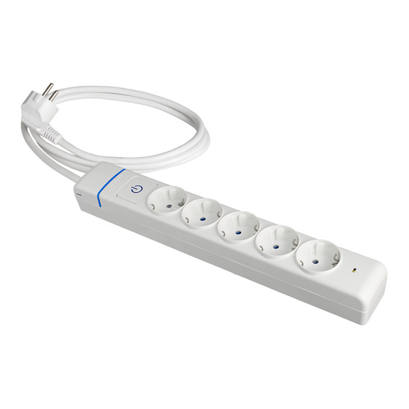 White Multiprise 5 sockets 2P+E 16A 250V 3680W 1.5m - Interruptor ...