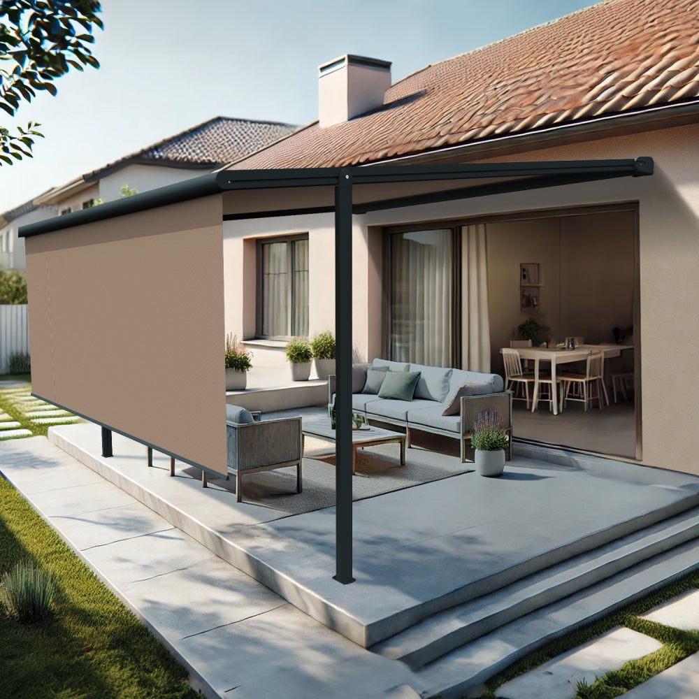 MELODIE - Pérgola de lona (Motorizado con mando a distancia + manivela ...