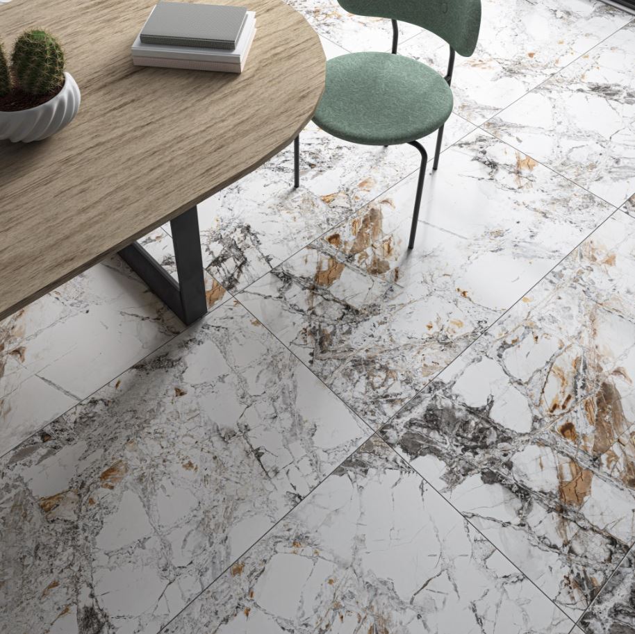 Suelo/Azulejo porcelánico efecto mármol blanco PATAGONIA VEINY Full ...