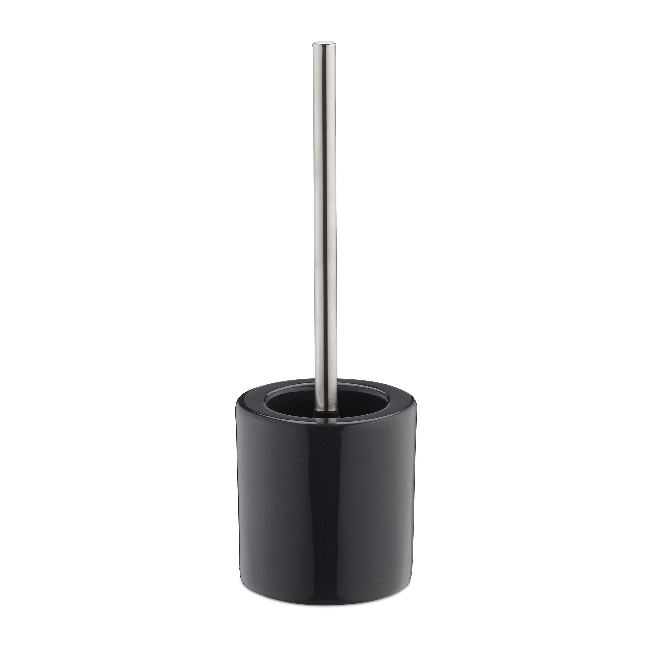 Escobilla de Baño con Cepillo Intercambiable, Cerámica-Hierro, Gris, 38 ...