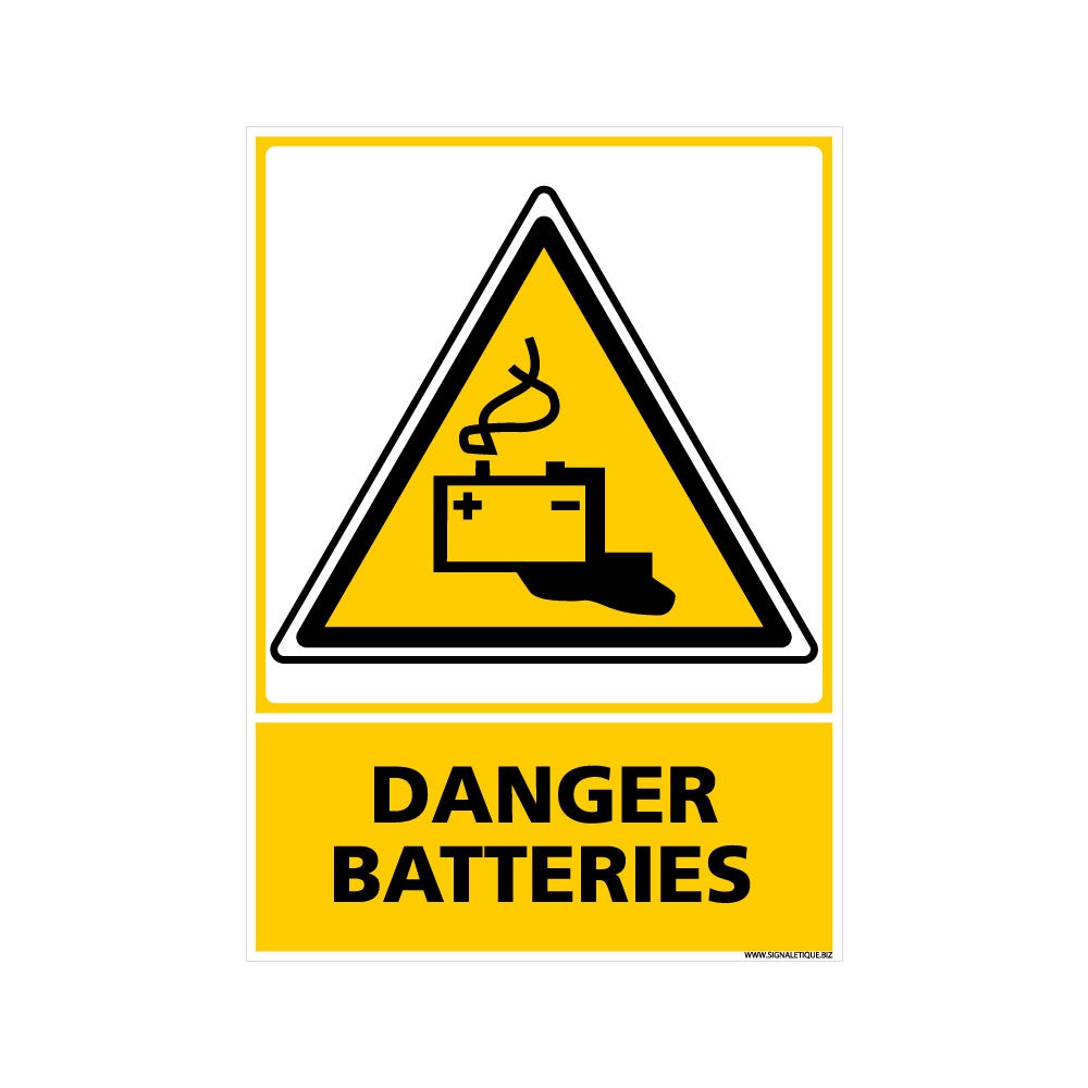 PANNEAU DANGER BATTERIES (C0588) 150 x 210 mm Matière PVC | Leroy Merlin