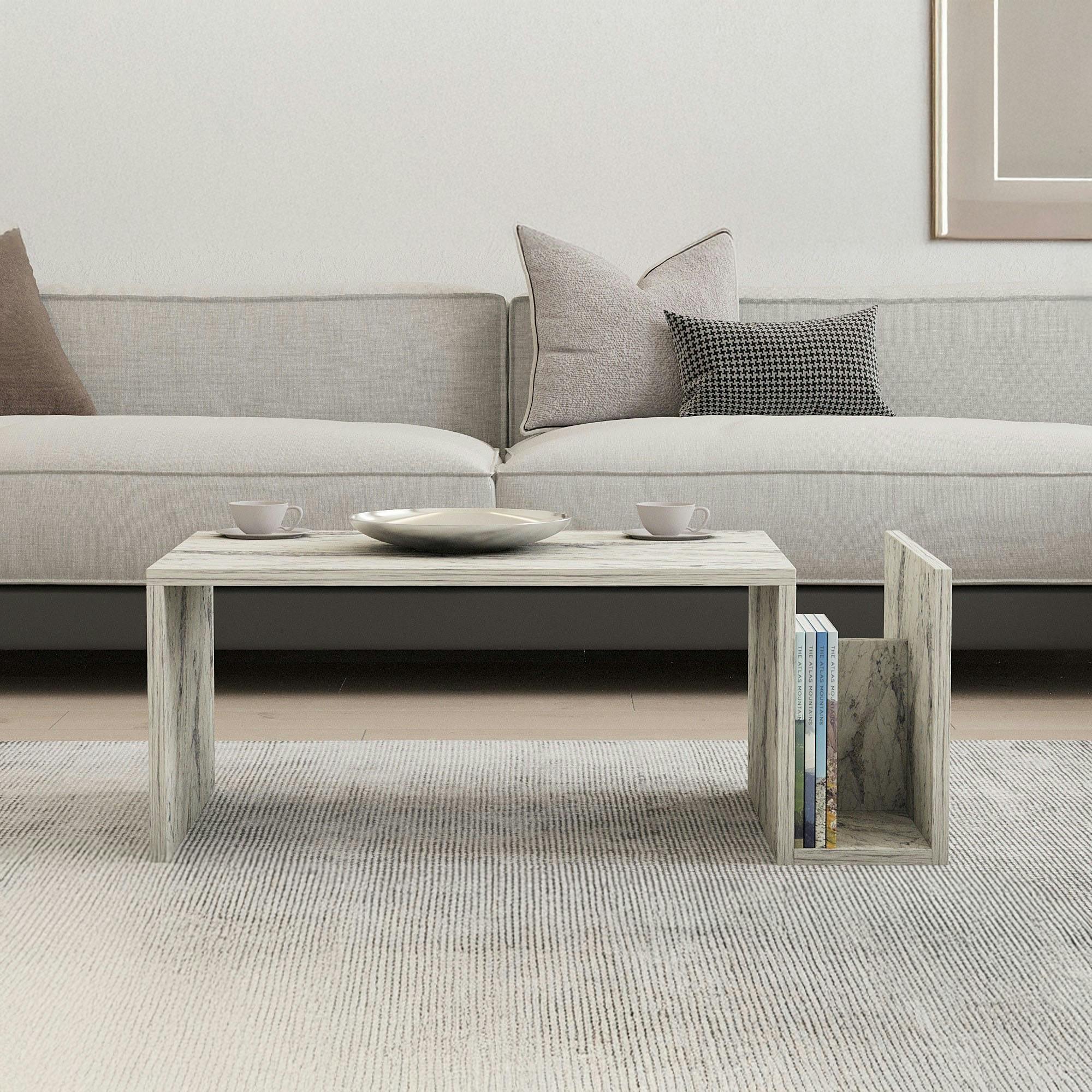Table basse moderne effet marbre avec porte-revues MARFA | Leroy Merlin