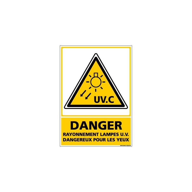 Panneau de Signalisation DANGER RAYONNEMENT LAMPES UV (C1056) 300 x 420 ...