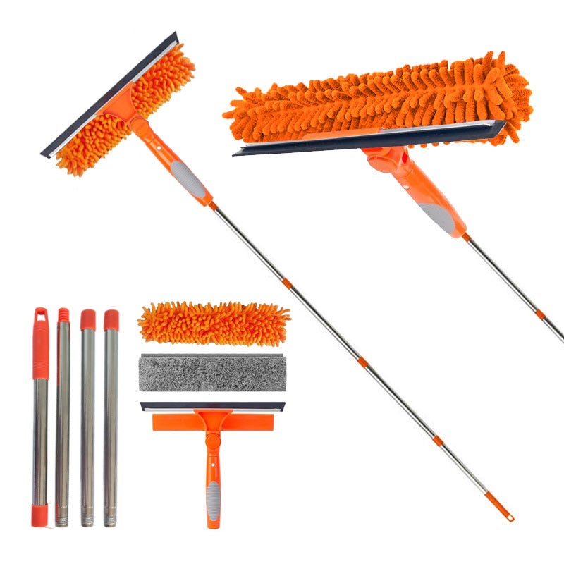Kit de nettoyage de vitres rotatif 2 en 1 avec raclette, tige d ...