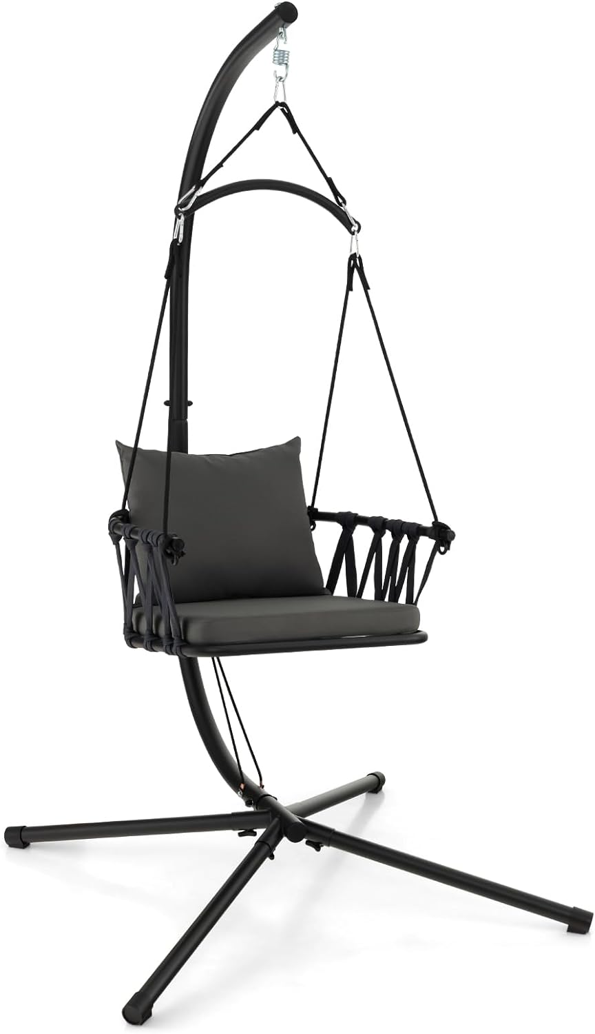 Fauteuil Suspendu avec Support, Chaise Balançoire de Patio avec ...