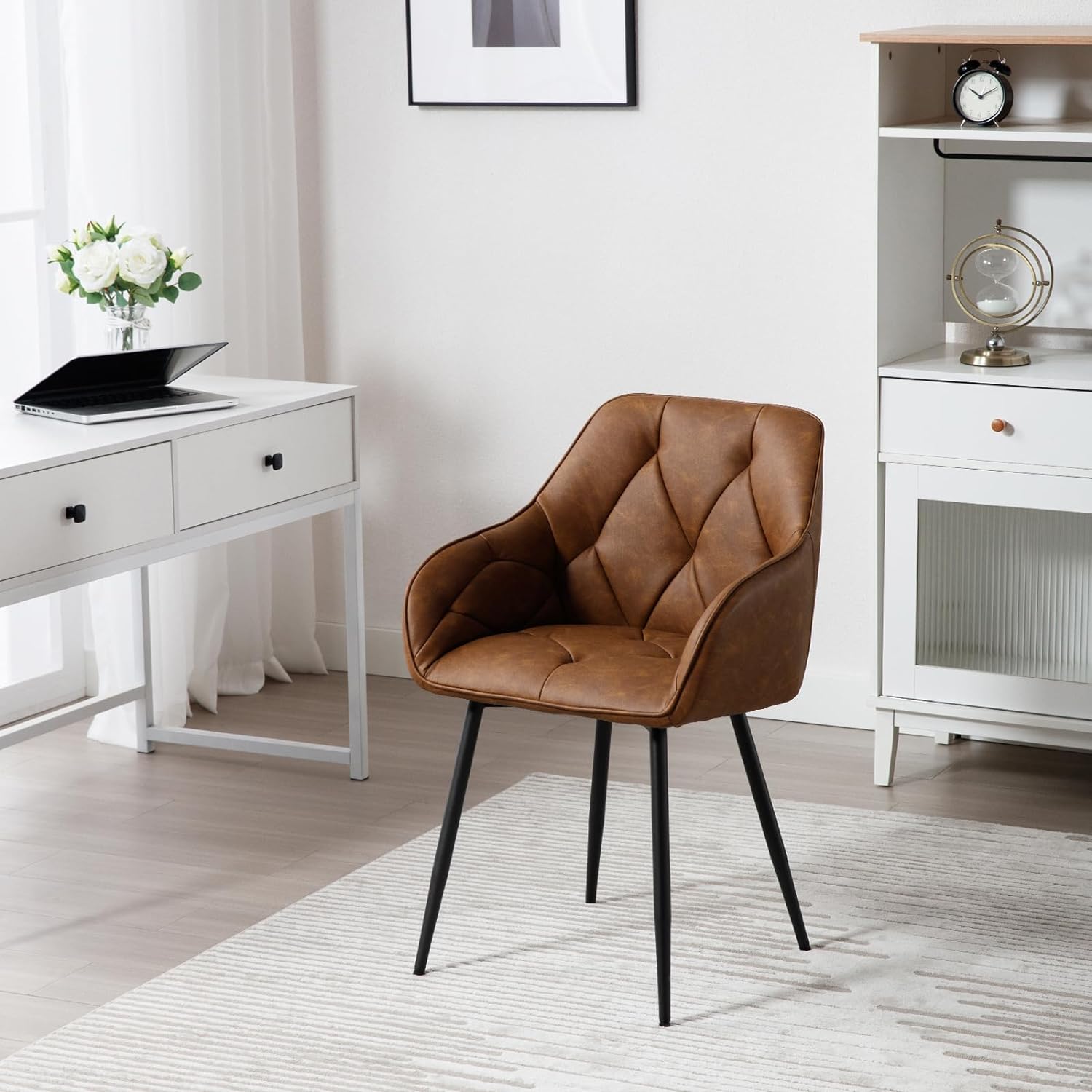 WOLTU Chaise de Salle à Manger en Similicuir Vintage,Pieds en Métal ...